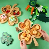 China Stackable Natural Bamboo Dinner Plate Four-Leaf Clover Design Home Houseware for sale