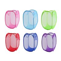 China Collapsible Mesh Laundry Baskets Foldable Clothes Storage Hamper with Side Pocket for sale