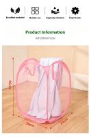 China Collapsible Mesh Laundry Baskets Foldable Clothes Storage Hamper with Side Pocket for sale