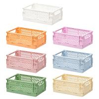 China Foldable Stackable Plastic Storage Basket Collapsible Storage Crate Organizer for sale