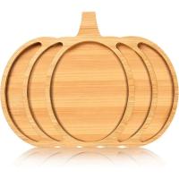 China Eco-Friendly Bamboo Halloween Dinner Plates Pumpkin-Shaped Reusable for sale