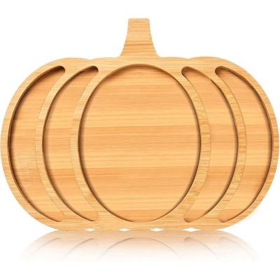 China Eco-Friendly Bamboo Halloween Dinner Plates Pumpkin-Shaped Reusable for sale