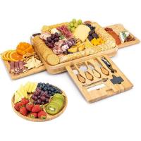 China Large 39x31x5.5cm Eco-Friendly Bamboo Cheese Board Food Safe Certified Serving Platter for sale