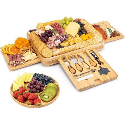 China Large 39x31x5.5cm Eco-Friendly Bamboo Cheese Board Food Safe Certified Serving Platter for sale