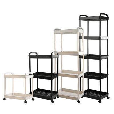 China Movable 2/3/4/5-Tier Plastic Utility Cart Kitchen Storage Organizer with Wheels for sale