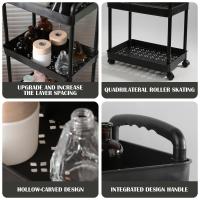 China Movable 2/3/4/5-Tier Plastic Utility Cart Kitchen Storage Organizer with Wheels for sale