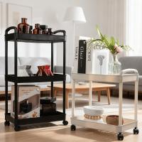 China Movable 2/3/4/5-Tier Plastic Utility Cart Kitchen Storage Organizer with Wheels for sale