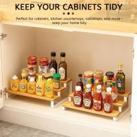 China Expandable Three-Layer Eco-Friendly Bamboo Storage Rack Kitchen Counter Organizer for sale