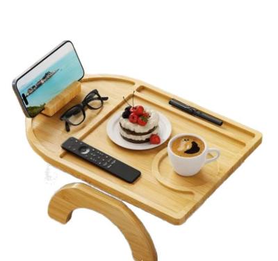 China Foldable Bamboo Sofa Armrest Tray Adjustable With Phone Holder Houseware Supplies for sale