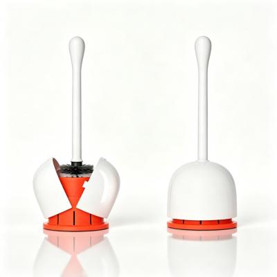 China Automatic-closing Lid Toilet Bowl Brush and Holder Set for sale