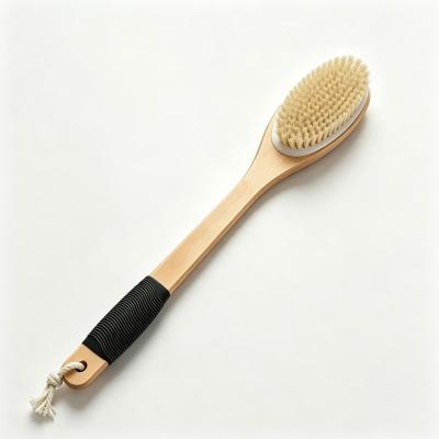 China Wooden Curved Long Handle Antiskid Bath Brush with Sterilized Bristles for sale