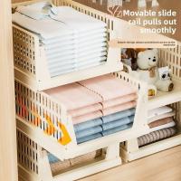 China Foldable Stackable Closet Organizer and Storage Bins Plastic Storage Basket for sale