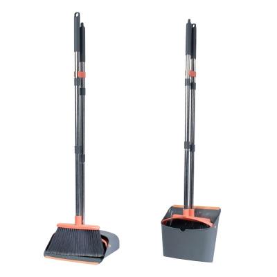 China Long Handle Broom and Dustpan Set with Self-Cleaning Teeth for sale