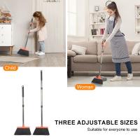 China Long Handle Broom and Dustpan Set with Self-Cleaning Teeth for sale