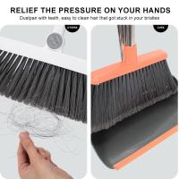 China Long Handle Broom and Dustpan Set with Self-Cleaning Teeth for sale