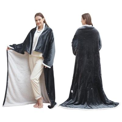 China Customized Wearable Electric Heated Throw Blanket with Foot Pocket and Sleeves for sale