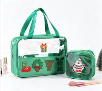 China Large Capacity Cosmetic Bag With Festive Embroidered Letter And Customized Design for sale