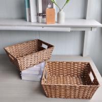 China Wicker-style Woven Trapezoidal PP Storage Basket - Eco-Friendly Desktop Organizer for sale