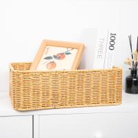 China Wicker-style Hand Woven Trapezoidal PP Desktop Storage Basket for sale