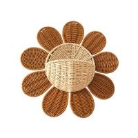 China Handmade Eco-Friendly Rattan Wall Basket Multipurpose Wicker Hanging Shelf for sale