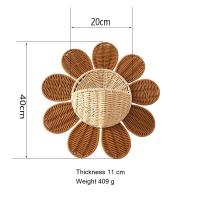 China Handmade Eco-Friendly Rattan Wall Basket Multipurpose Wicker Hanging Shelf for sale
