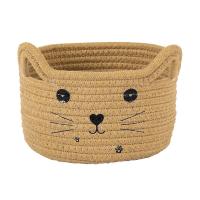 China Cotton Rope Woven Storage Basket with Cat Ear Design Multi-function for sale