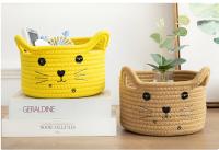 China Cotton Rope Woven Storage Basket with Cat Ear Design Multi-function for sale