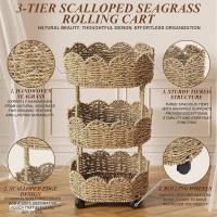 China Handmade Seagrass Storage Basket with 360° Smooth Rolling Wheels for sale