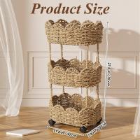 China Handmade Seagrass Storage Basket with 360° Smooth Rolling Wheels for sale