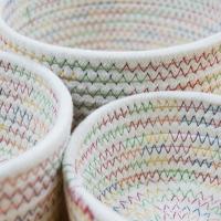 China Foldable Eco-Friendly Cotton Rope Woven Storage Basket Desktop Storage Box for sale