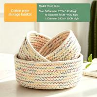 China Foldable Eco-Friendly Cotton Rope Woven Storage Basket Desktop Storage Box for sale