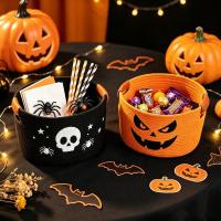 China Customizable Cotton Rope Halloween Pumpkin Bucket Eco-Friendly Storage Gift Basket for sale