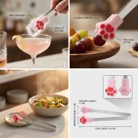 China Non Slip Grip Silicone Ice Tongs Heat Resistant Bar Serving Tool for sale