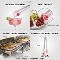 China Non Slip Grip Silicone Ice Tongs Heat Resistant Bar Serving Tool for sale