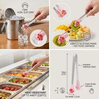 China Non Slip Grip Silicone Ice Tongs Heat Resistant Bar Serving Tool for sale