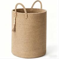 China Handmade Eco-Friendly Cotton Rope Storage Basket with Durable Handle for sale