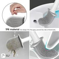 China RV Silicone Toilet Brush Set with Wall Mounted Anti-Drip Drainage Holder for sale