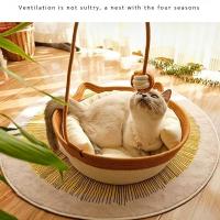 China Cotton Rope Handwoven Basket Pet Cushion With Toy Balls Cat Bed for sale