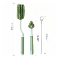 China 360 Degree Rotation Silicone Bottle Cleaning Brush Set For Nipple Straw for sale