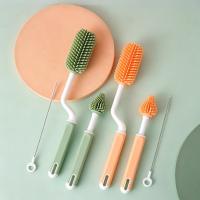 China 360 Degree Rotation Silicone Bottle Cleaning Brush Set For Nipple Straw for sale