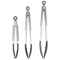 China Stainless Steel Bbq Grill Tongs With Silicone Grip And Locking Tab For BBQ for sale