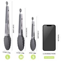 China Stainless Steel Bbq Grill Tongs With Silicone Grip And Locking Tab For BBQ for sale