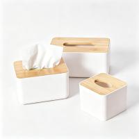 China Bamboo Cover Tissue Box And Dispenser For Home Bedroom Office Living Room for sale