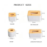 China Bamboo Cover Tissue Box And Dispenser For Home Bedroom Office Living Room for sale