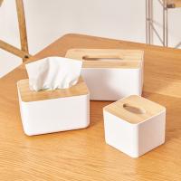 China Bamboo Cover Tissue Box And Dispenser For Home Bedroom Office Living Room for sale