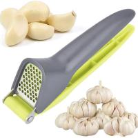 China Stainless Steel Garlic Press With Ergonomic Handle And Easy-Clean Basket for sale
