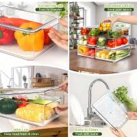 China Stackable Clear Plastic Refrigerator Organizer Bin With Lift-Out Grip for sale