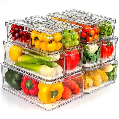 China Stackable Clear Plastic Refrigerator Organizer Bin With Lift-Out Grip for sale