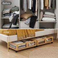 China Foldable Under Bed Storage Organizer Drawer Bamboo With Wheels for sale