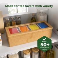 China Natural Bamboo Tea Storage Box with Clear Acrylic Window Lid for sale